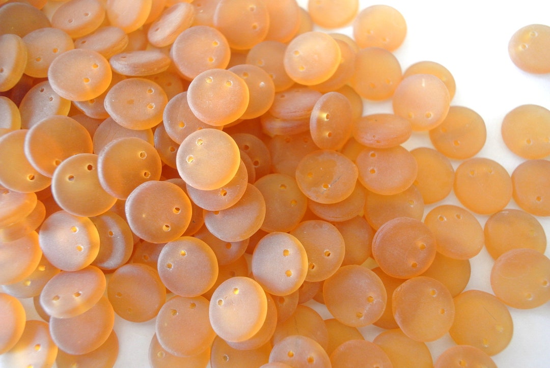 Vintage Glass Beads, Honey Shade, Coin Shape, 2 Holes, 11mm-select ...