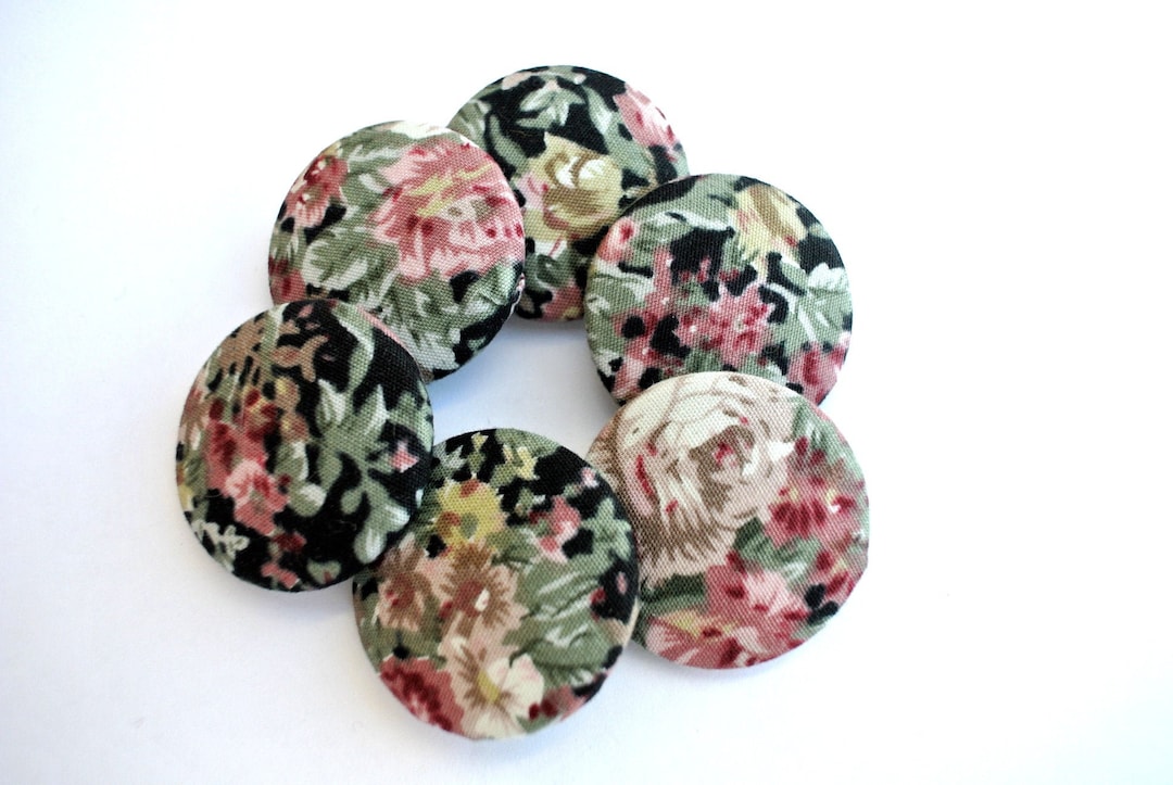 6 Botones de tela, botones forrados, botones de tela hechos a mano de ...