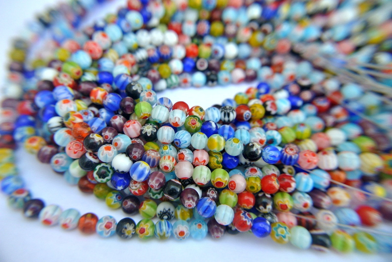 Millefiori Glass beads 6mm about 60 beads 1 strand | Etsy