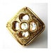 6 Vintage Buttons Square Gold Color Plastic Inside Flower Design With ...