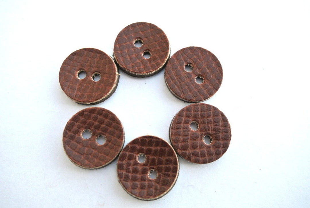 6 Antique Vintage Leather Buttons Brown 23mm - Etsy