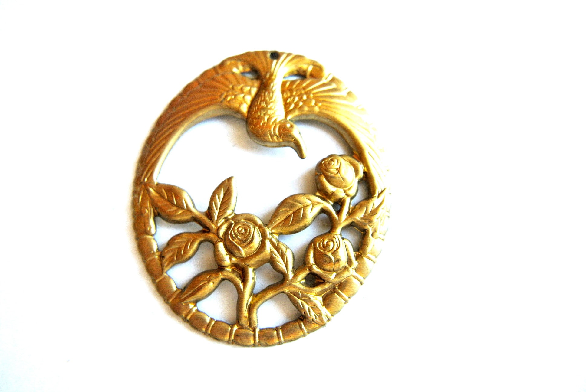Vintage Metal Stamping Bird With Flowers Findings, 47mmx41mm - Etsy