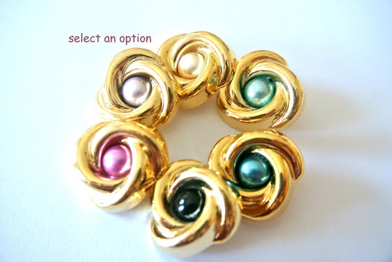 Buttons 6 Vintage Flower Buttons Gold Color With Pearlized | Etsy