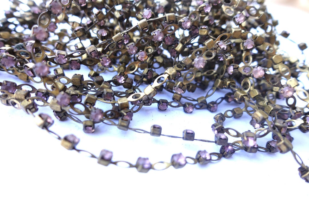 18 Inches Vintage Swarovski Chain, Rhinestones, Swarovski Gentle Shade ...