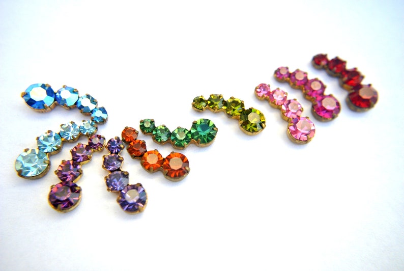 Swarovski Rhinestone Crystals in Brass Setting: Vintage Jewelry ...