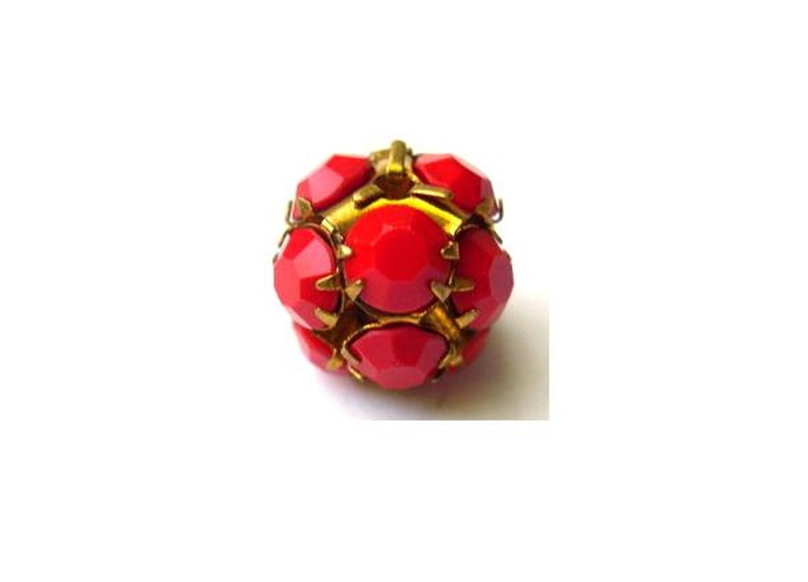 Vintage Swarovski Crystal Ball Bead 13mm Red Opaque Rhinestones in ...