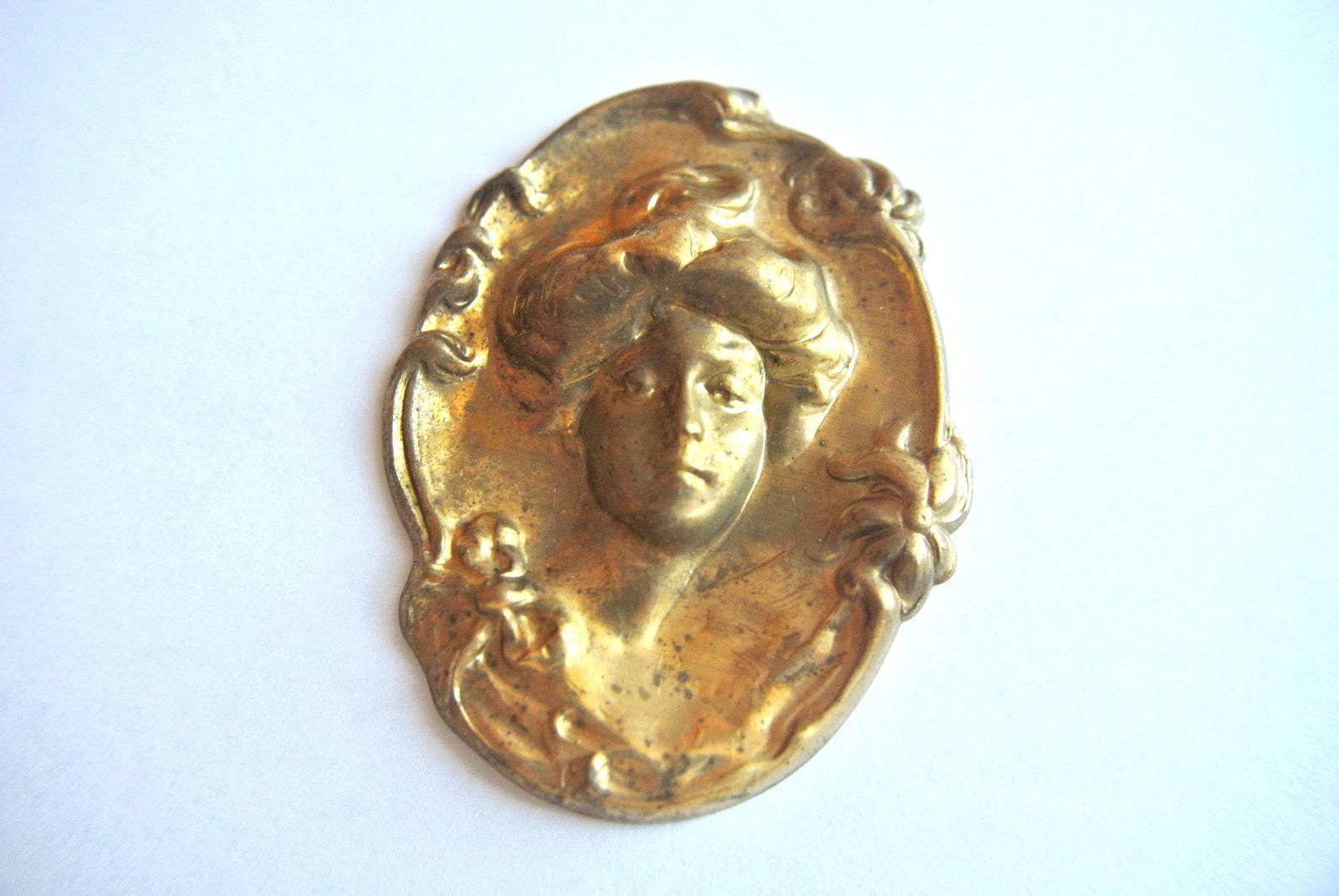 Vintage Metal Stamping Women's Head Rare 50mmx38mm | Etsy