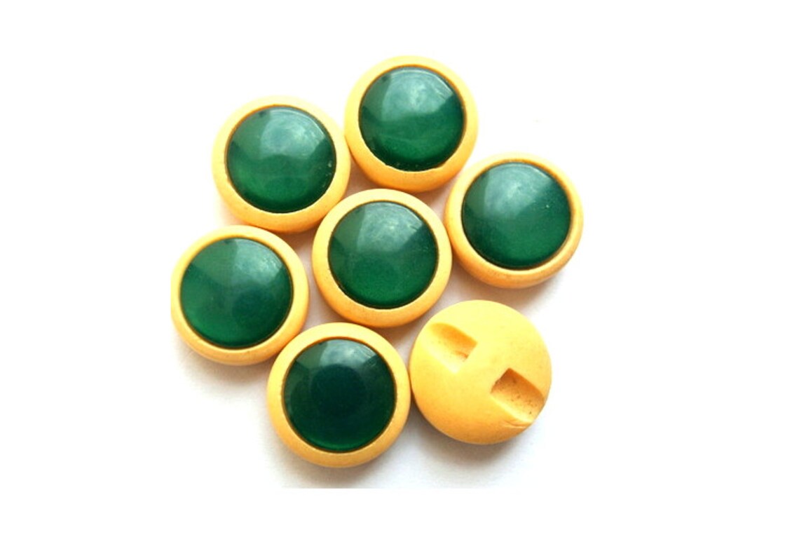 6 Vintage Trim Buttons With Beautiful Green Trim in the Center | Etsy