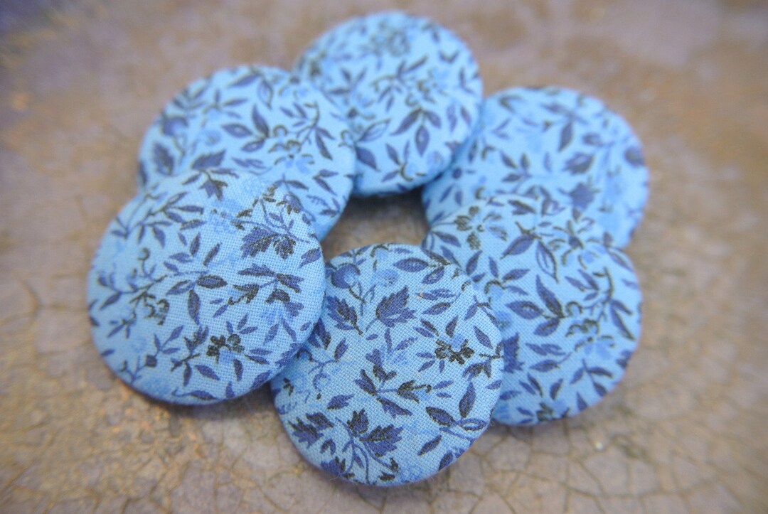 6 Fabric Covered Buttons Handmade Buttons, Made of Cloth Cotton 32mm/3 ...