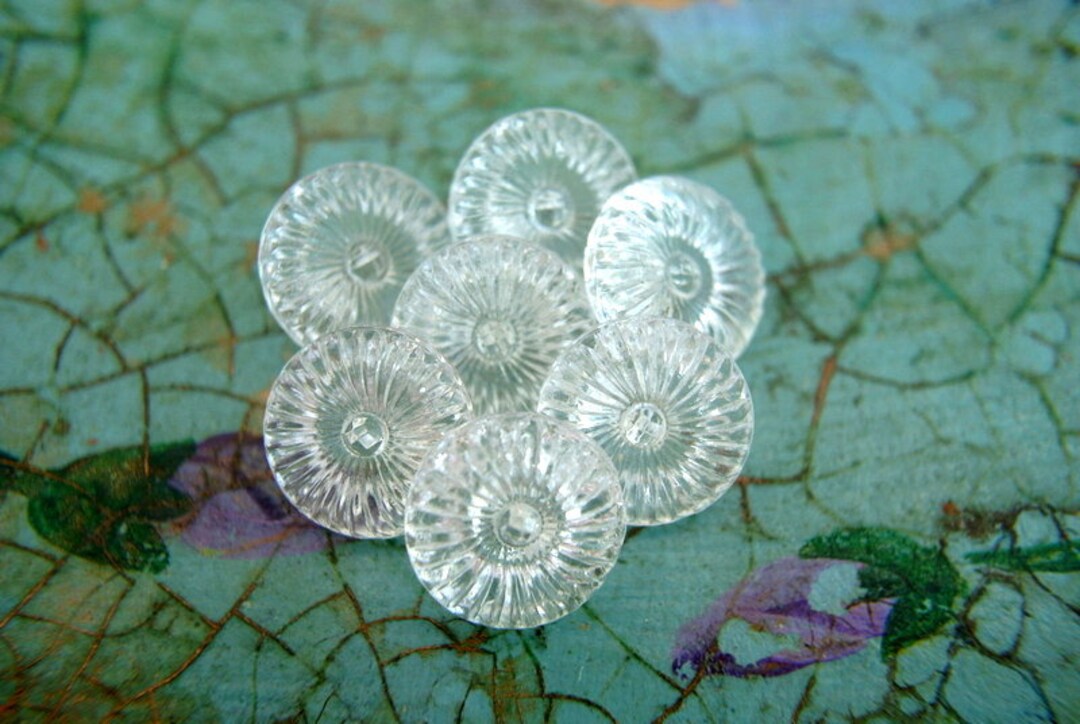 Antique Clear Crystal Glass Buttons: Ray Pattern Shank Buttons, 14mm - Etsy