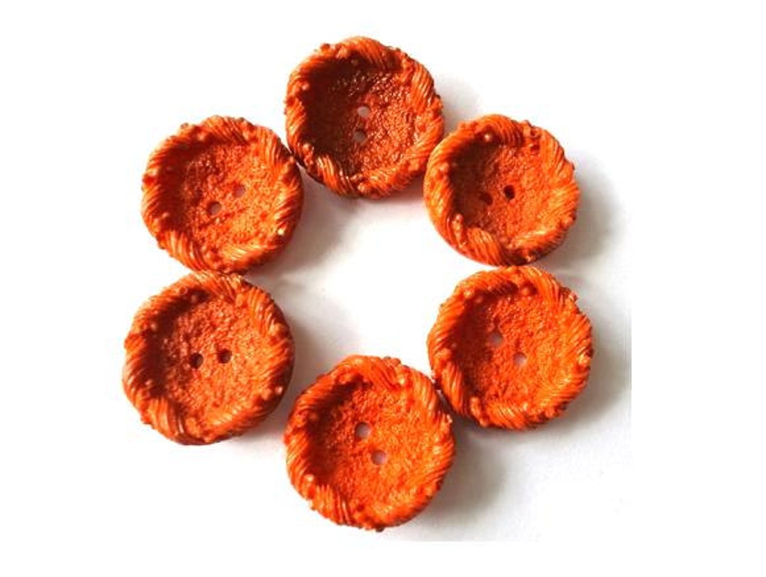 6 Vintage Buttons 23mm Orange UNIQUE DESIGN - Etsy