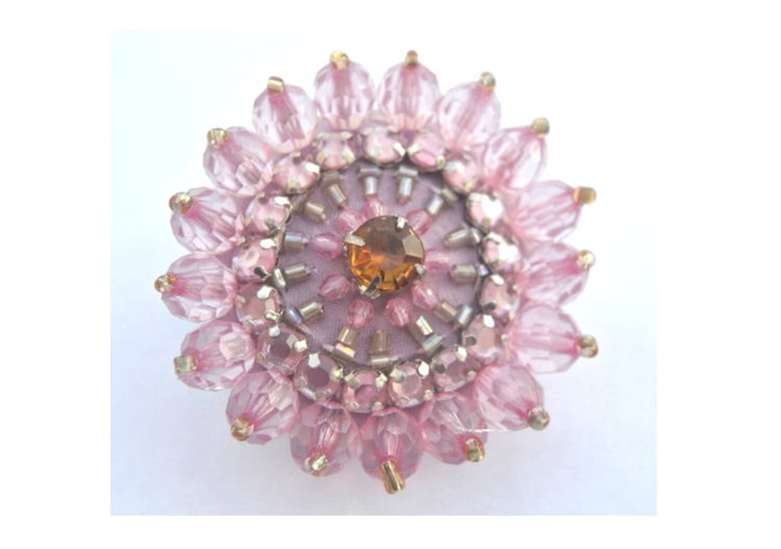 Vintage Button Flower Button Pink Color Made of Beads and - Etsy