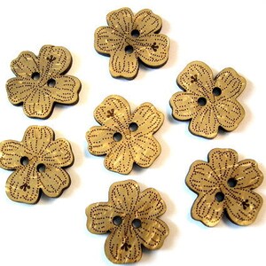 7 Buttons Flowers Shape Coconut Shell Buttons Button Bead Flower for ...