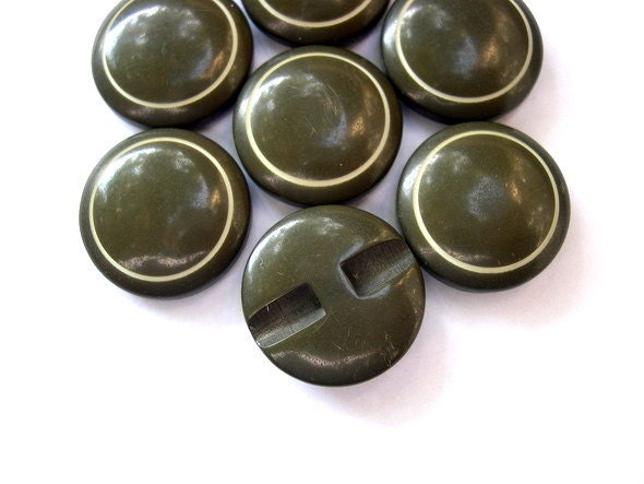 6 Vintage Buttons Plastic 20mm Grey With White Circle | Etsy