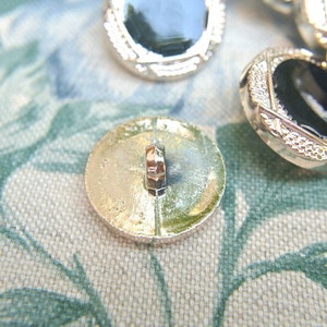 6 Vintage Buttons, Silver Color Plastic With Black Center 25mm - Etsy
