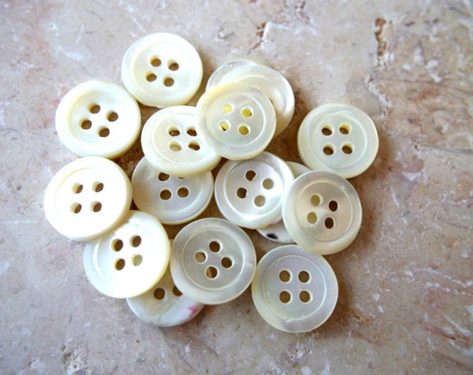 10 Vintage Shell Buttons, Natural Color, 16mm, Great for Button Jewelry ...