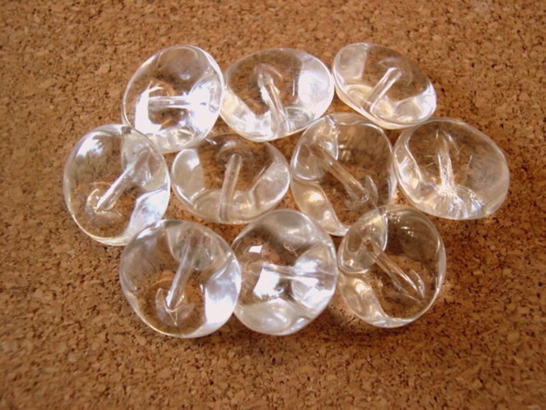 10 Buttons, Clear Glass Buttons, Translucent, 14mm, GREAT FOR CHILDREN ...