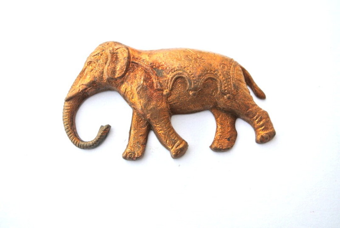ELEPHANT Vintage Metal Stamping Findings Unique LARGE Made of Copper - Etsy