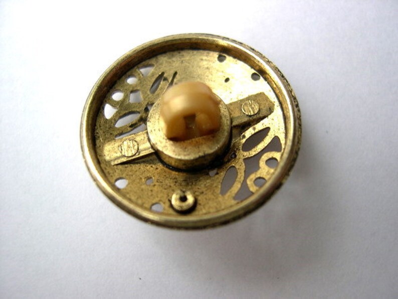 6 Vintage Buttons Plastic Bronze Color With Trim Center 20mm - Etsy