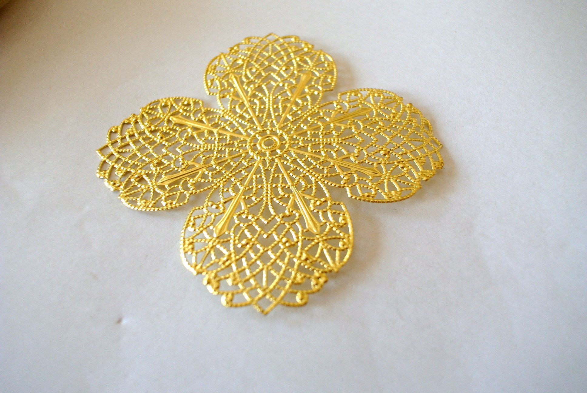 Vintage Filigree Metal Gold Color Flower Shape Design 68mm, Soft - Etsy