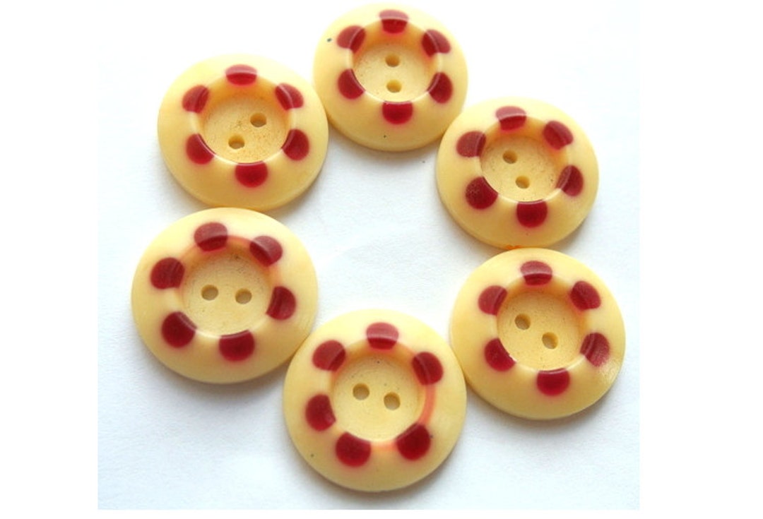 6 Vintage Buttons, Flowers, Plastic, 22mm - Etsy