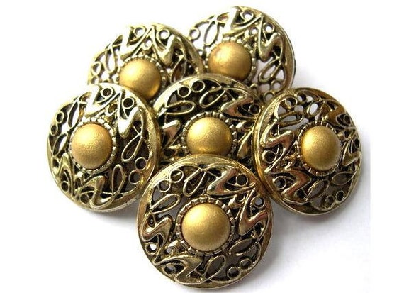 6 Vintage buttons plastic bronze color with trim center 20mm | Etsy