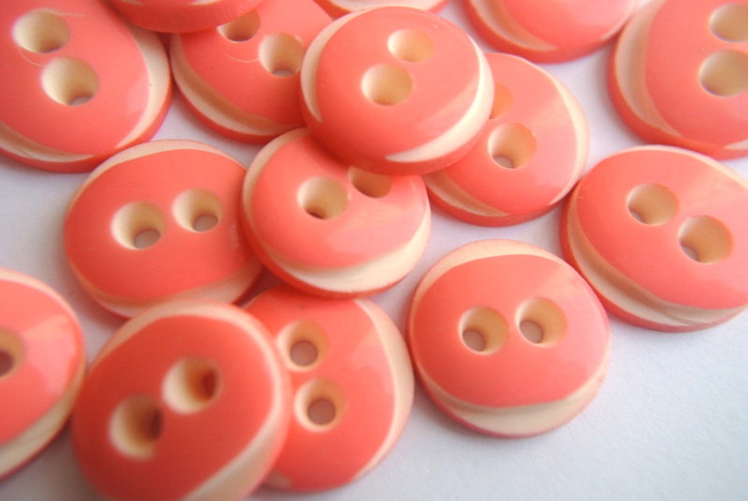 6 Vintage Buttons Pink With White Colors 18mm, High Quality - Etsy