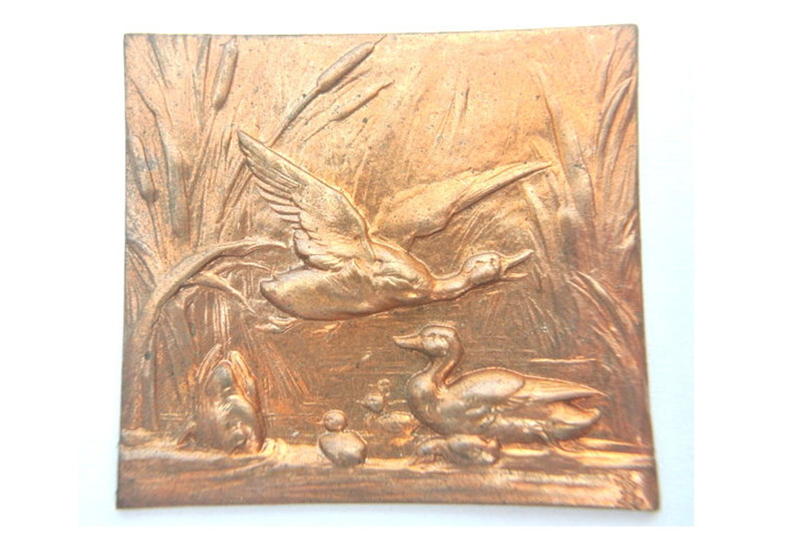 Vintage copper metal stamping birds picture 38mmx35mm RARE | Etsy