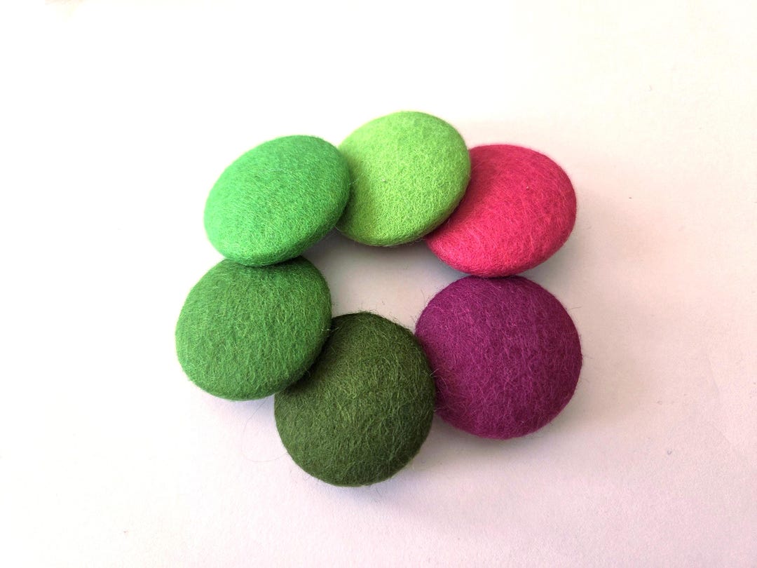 6 Buttons, 6 Colors, 100% Wool Felt Covered Buttons 32mm/3.2cm - Etsy