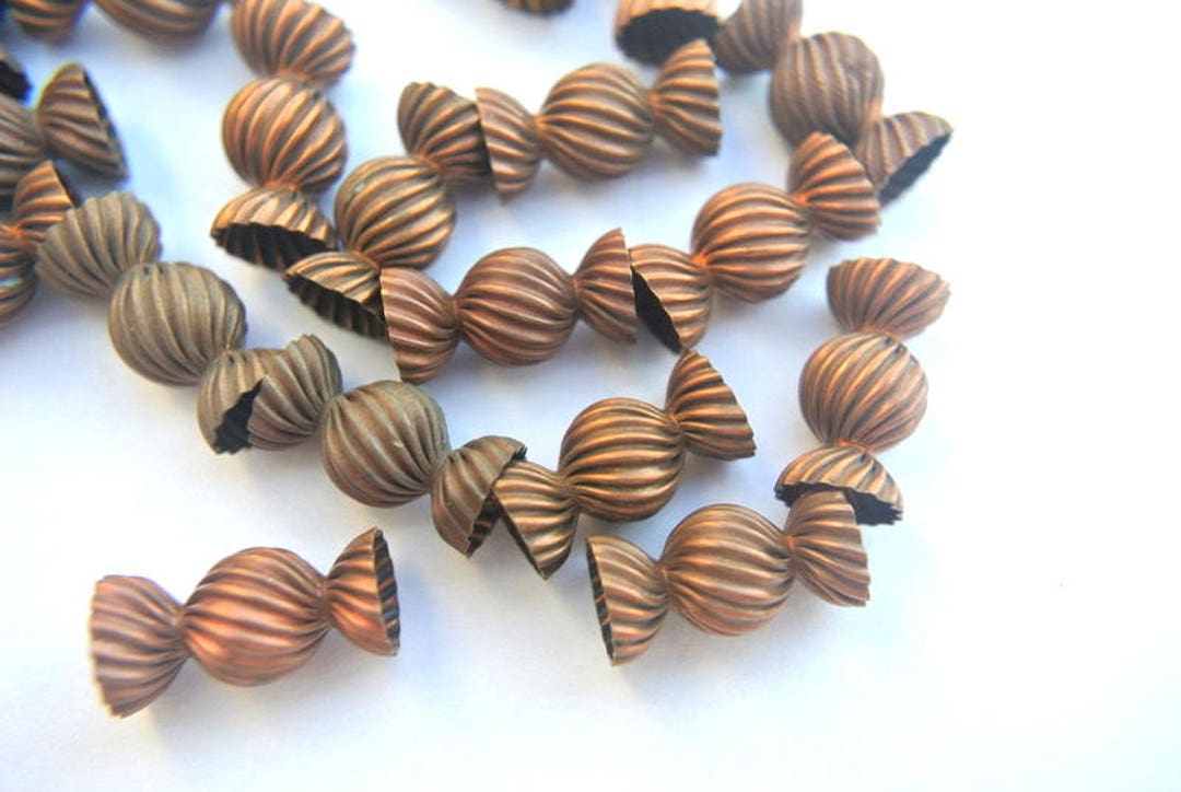 10 Vintage Copper Metal Beads: Unique Design (15mmx7mm) - Etsy