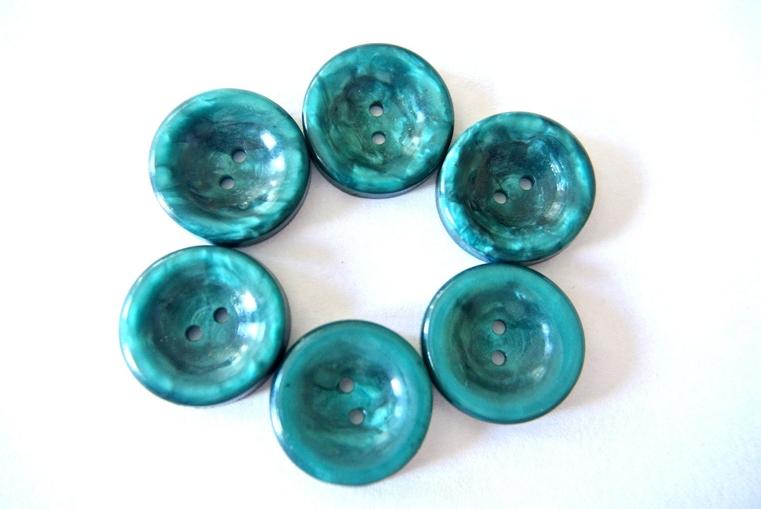 6 Vintage Blue Green Buttons: Antique Plastic Sewing Supplies - Etsy
