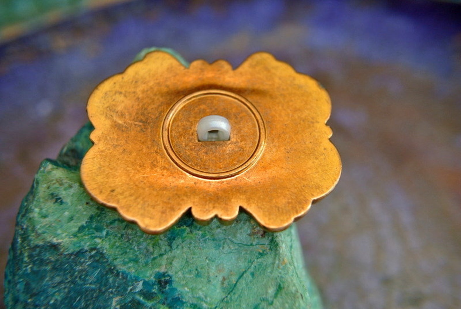 6 Vintage Buttons Plastic Bronze Color With White Trim - Etsy