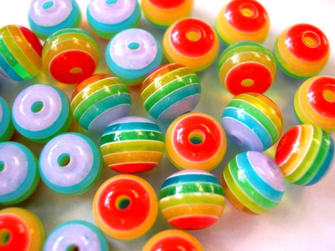 30 Beads, Rainbow Colors, Resin, 8mm - Etsy