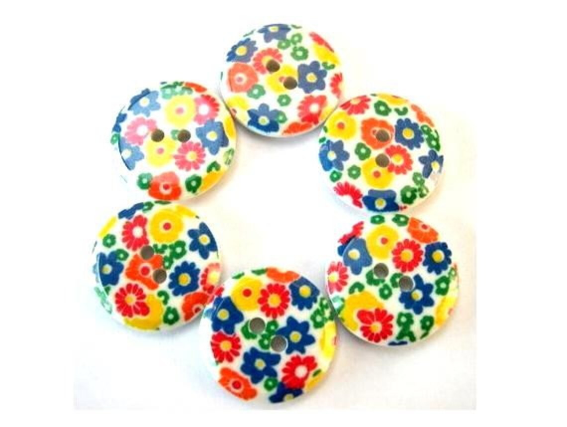 6 Buttons, Vintage, Flowers Ornament,plastic, for Button Jewelry, 19mm ...
