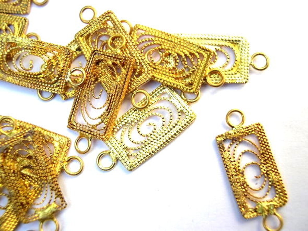 6 Vintage Metal Connector Beads 21mm With the Self Loops Gold Color - Etsy