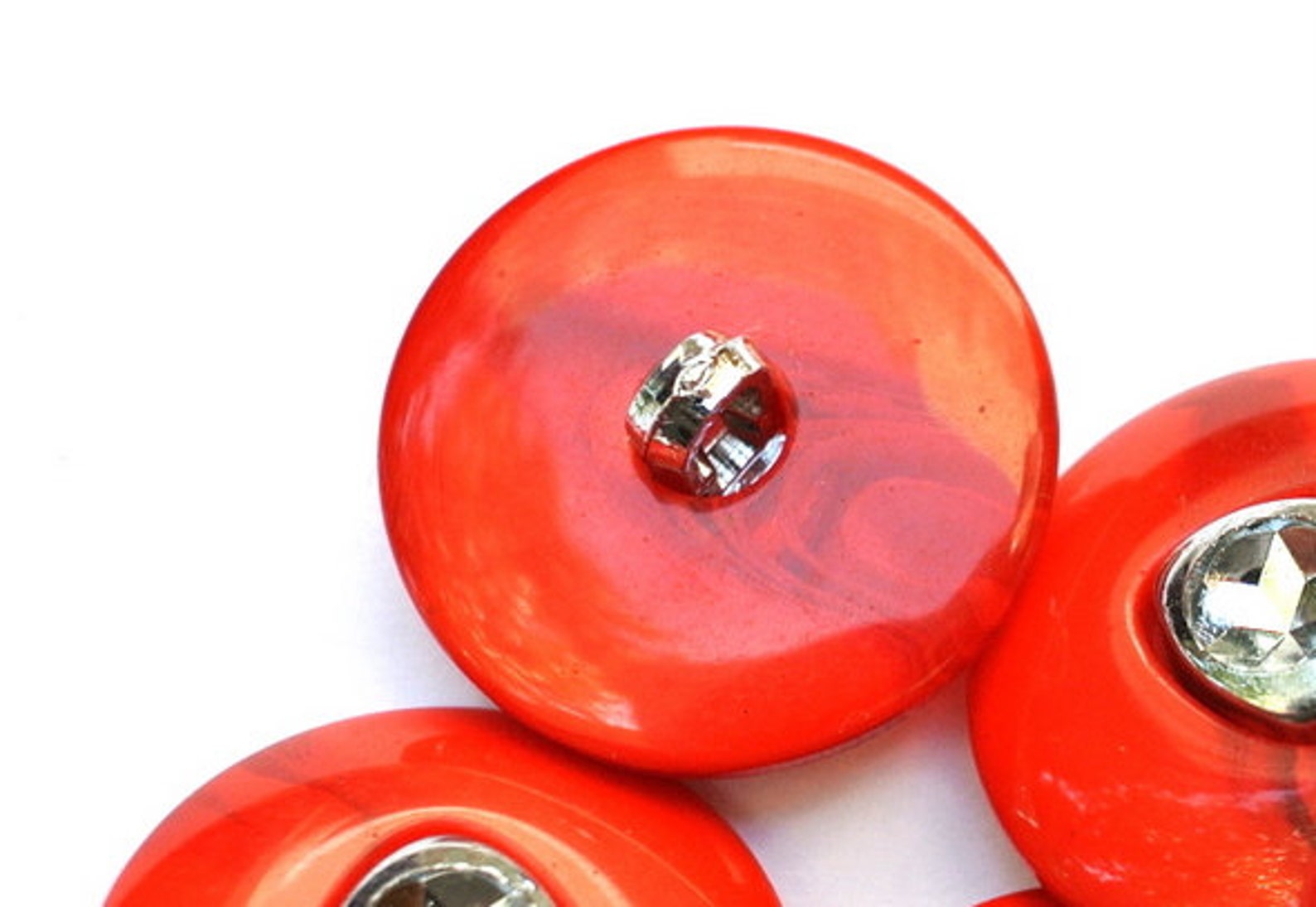 6 Buttons vintage plastic buttons silver color trim in the | Etsy