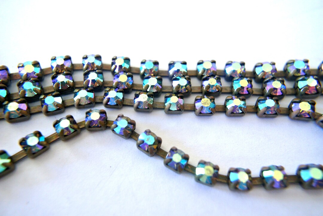 18 Inches Vintage Swarovski Chain, Srass Rhinestone Chain, Swarovski ...