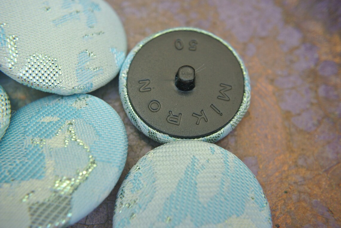 6 Fabric Covered Buttons Handmade Buttonslight Blue With - Etsy