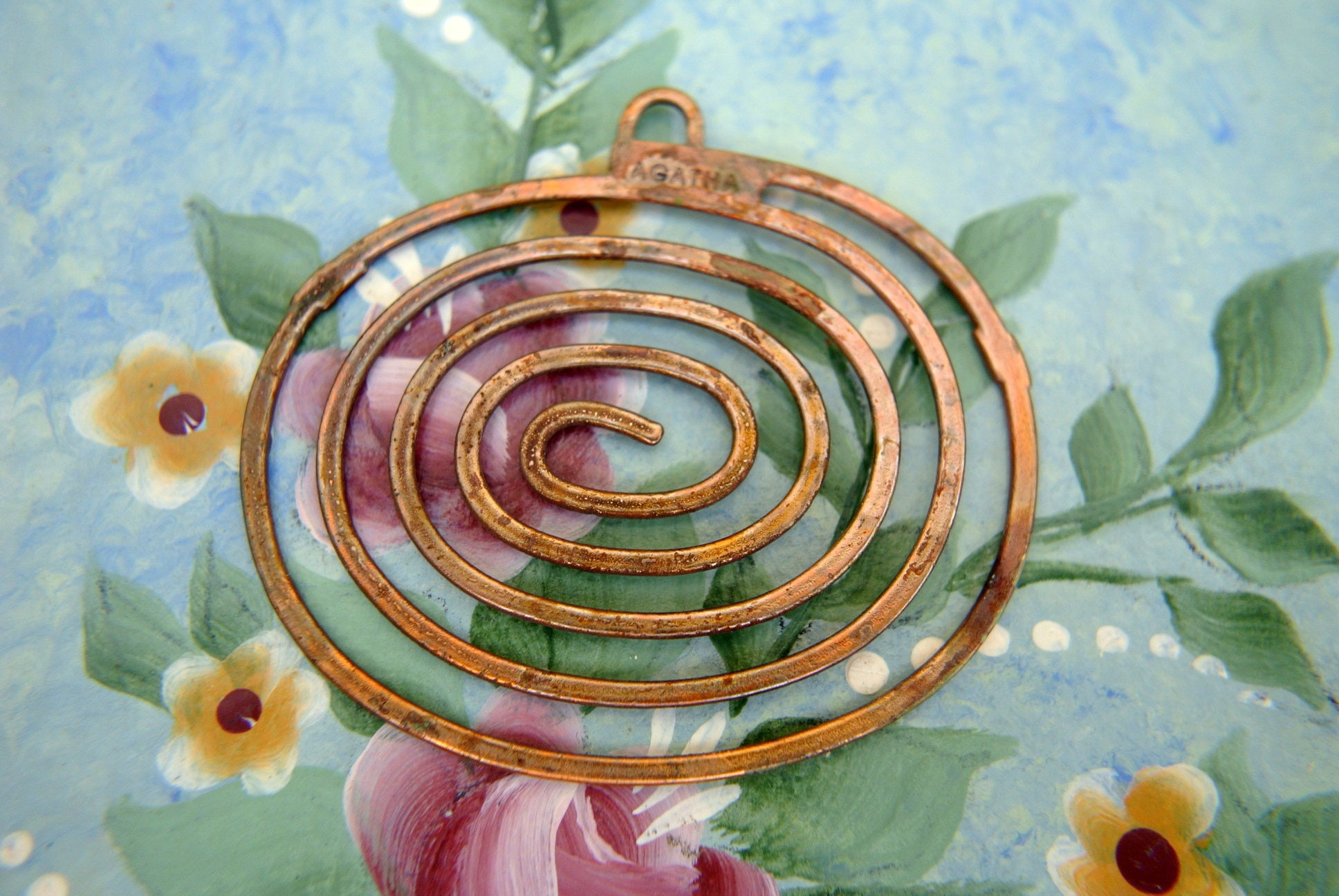 Vintage metal spiral copper color jewelry supply 40mm old | Etsy