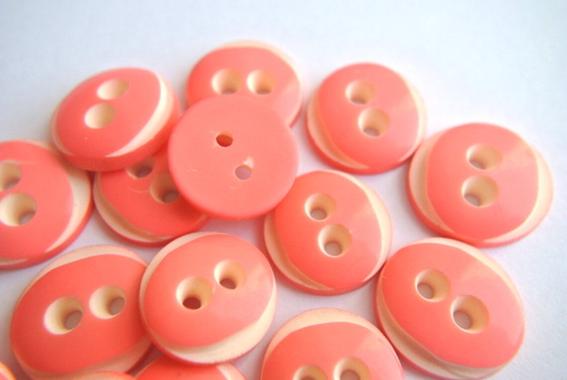 6 Vintage buttons pink with white colors 18mm high quality | Etsy