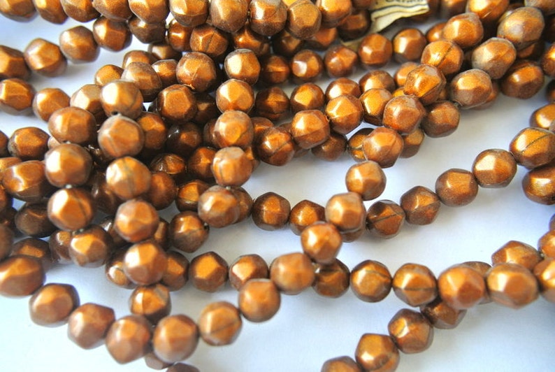 30 Vintage Beads Bronze Color 7mm, Made in Western Germany - Etsy