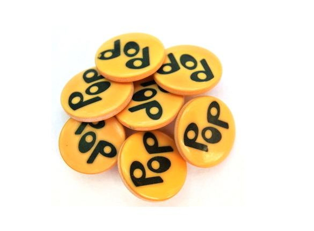 6 Vintage Plastic Pop Buttons: Blue on Brown - Etsy