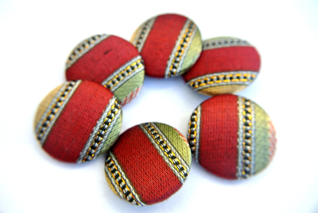 6 Fabric Covered Buttons, Handmade Buttons of Damaskus Fabric 32mm/3 ...
