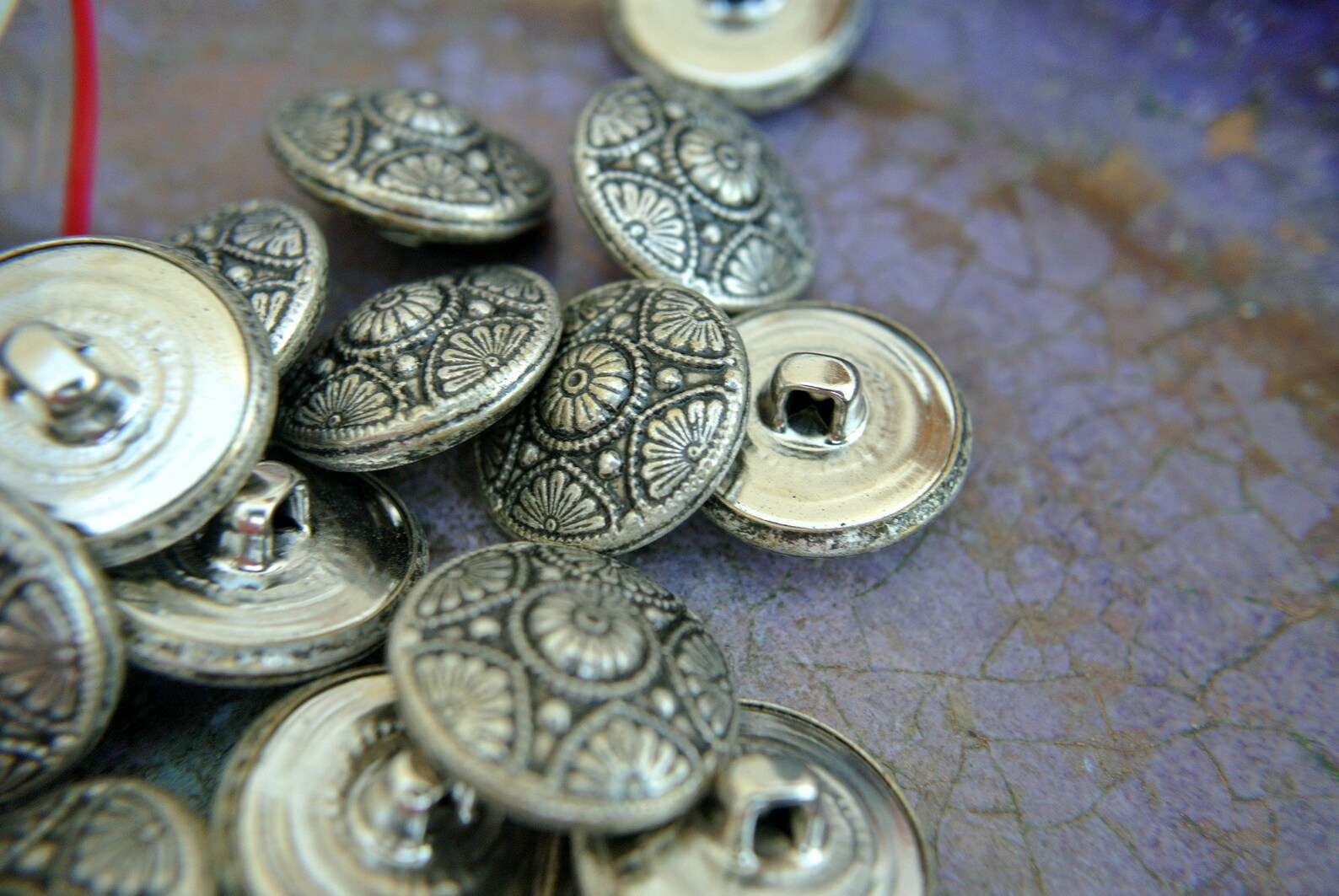 6 Buttons Vintage Button Metal Trim Buttons Silver Color | Etsy