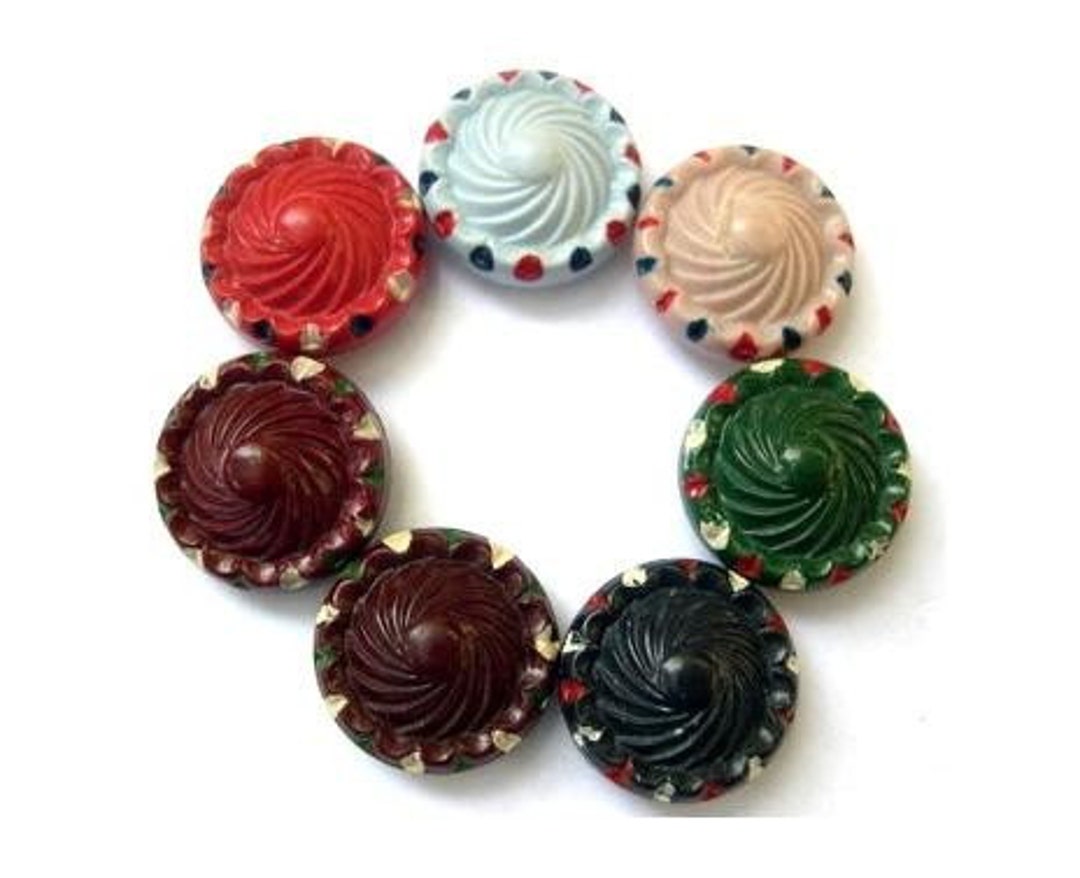 42 Antique Vintage Buttons, 7 Colors, 20mm, RARE Buttons - Etsy