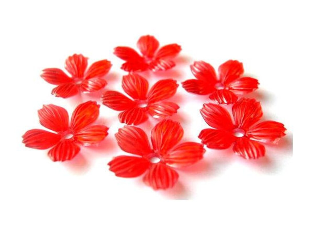 10 Flowers Beads Vintage 20mm Orange to Red - Etsy