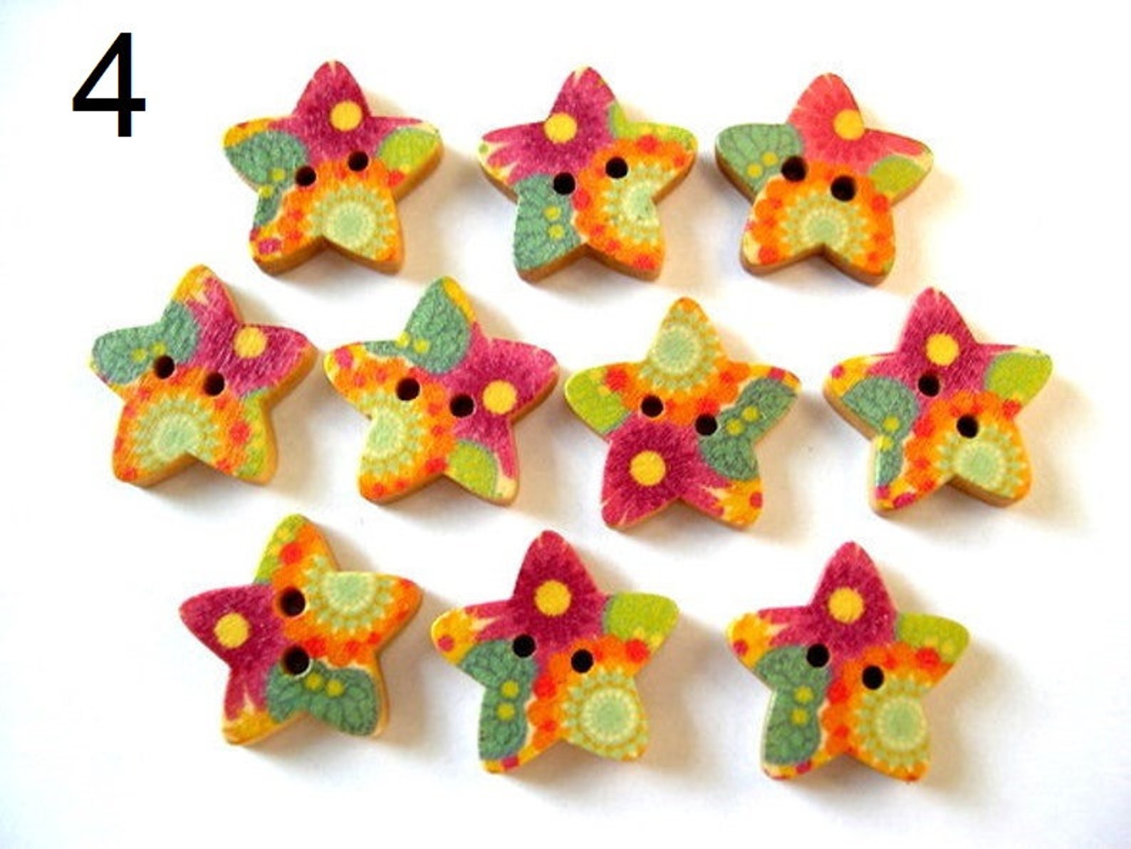 10 Star Shape Wooden Buttons in Assorted Colors 18mm-select - Etsy