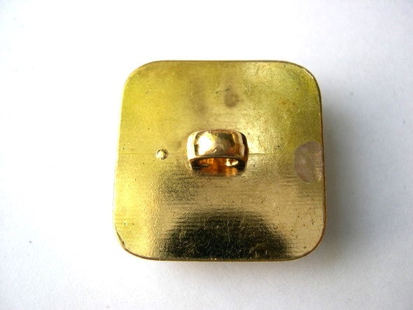 6 Vintage Buttons Square Gold Color Plastic Inside Flower - Etsy