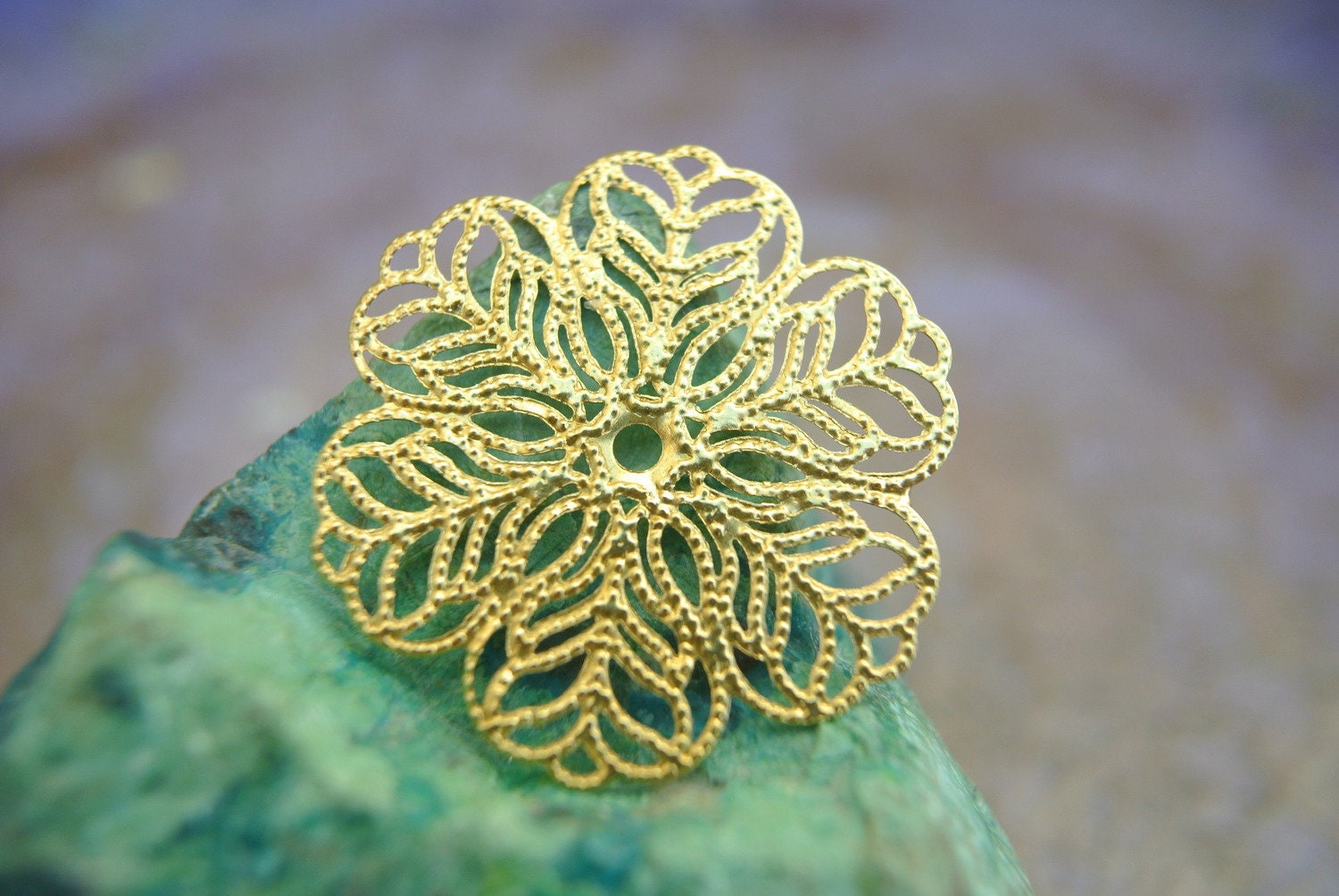 2 Vintage Filigree Flower Shape 27mm Gold Color - Etsy