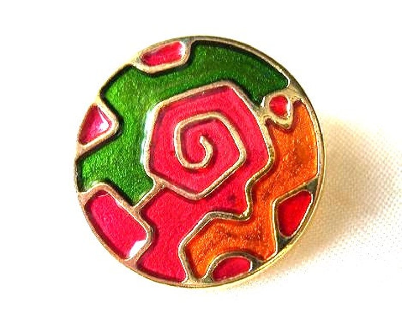 6 Enamel Metal Buttons Enamel in Assorted Colors and Gold - Etsy